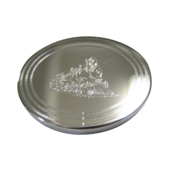 Kiola Designs | Accessories | Silver Toned Etched Oval Locomotive Train ...